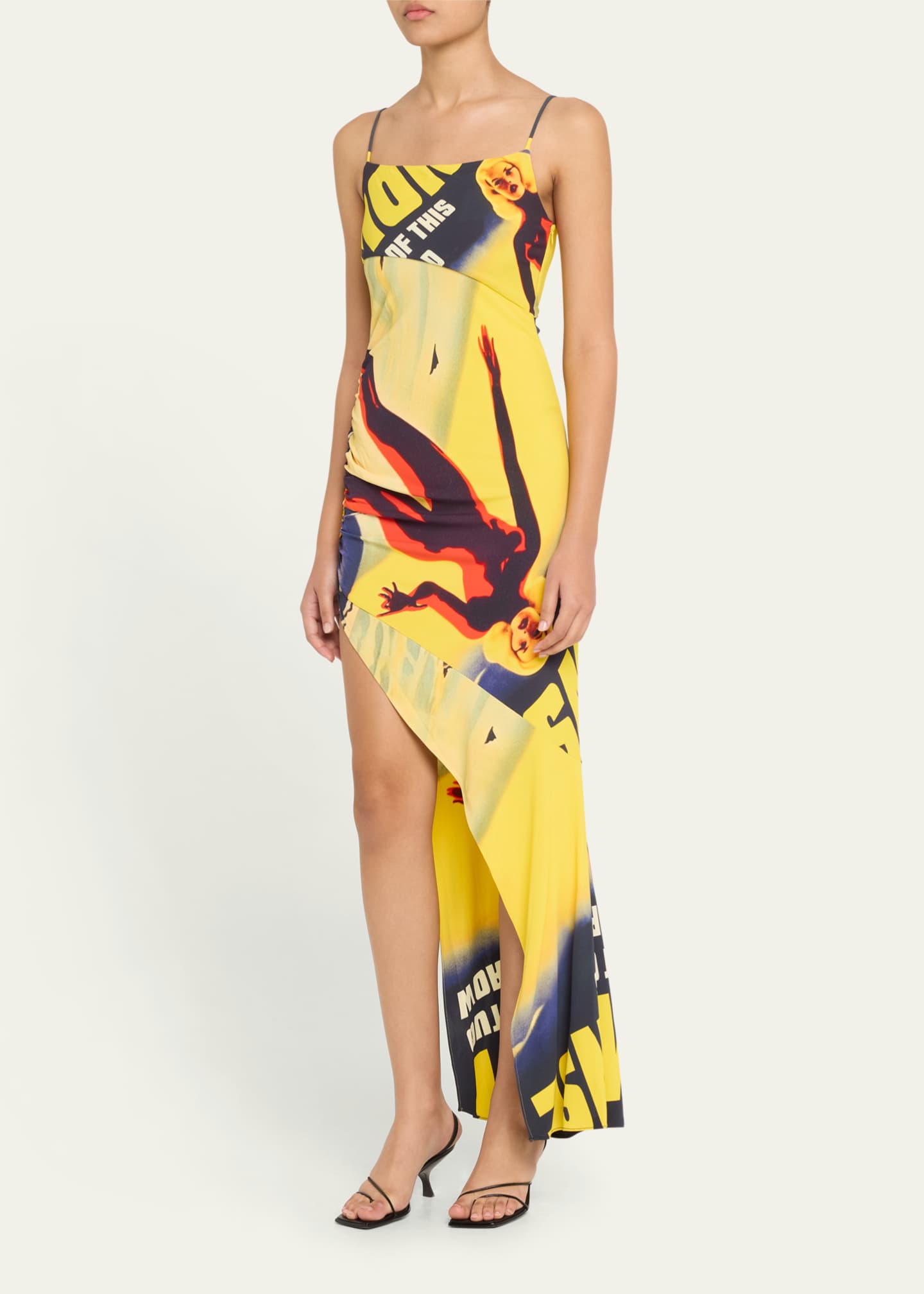 Monse Draped Monse Lady Print Asymmetric Dress - Bergdorf Goodman