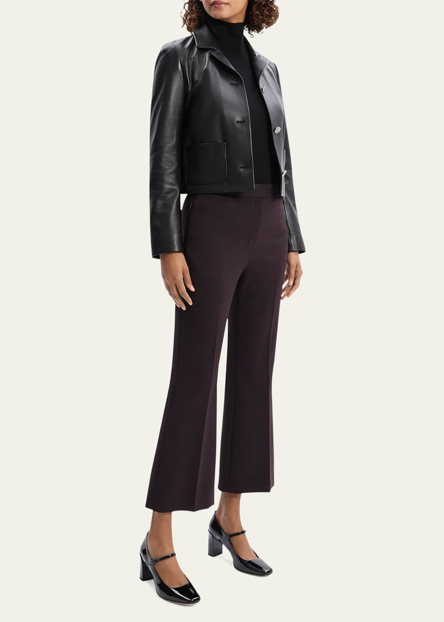 Theory Cropped Boxy Nappa Leather Jacket - Bergdorf Goodman