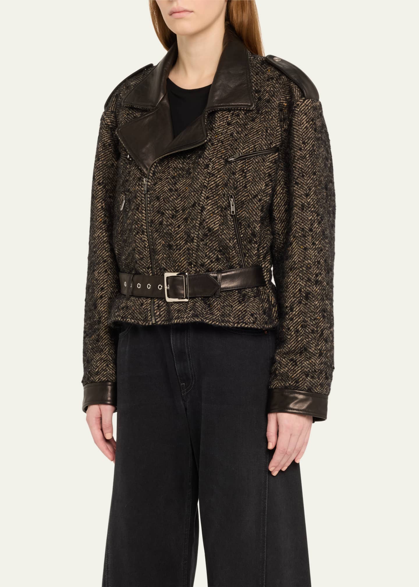 R13 Herringbone Motorcycle Jacket - Bergdorf Goodman