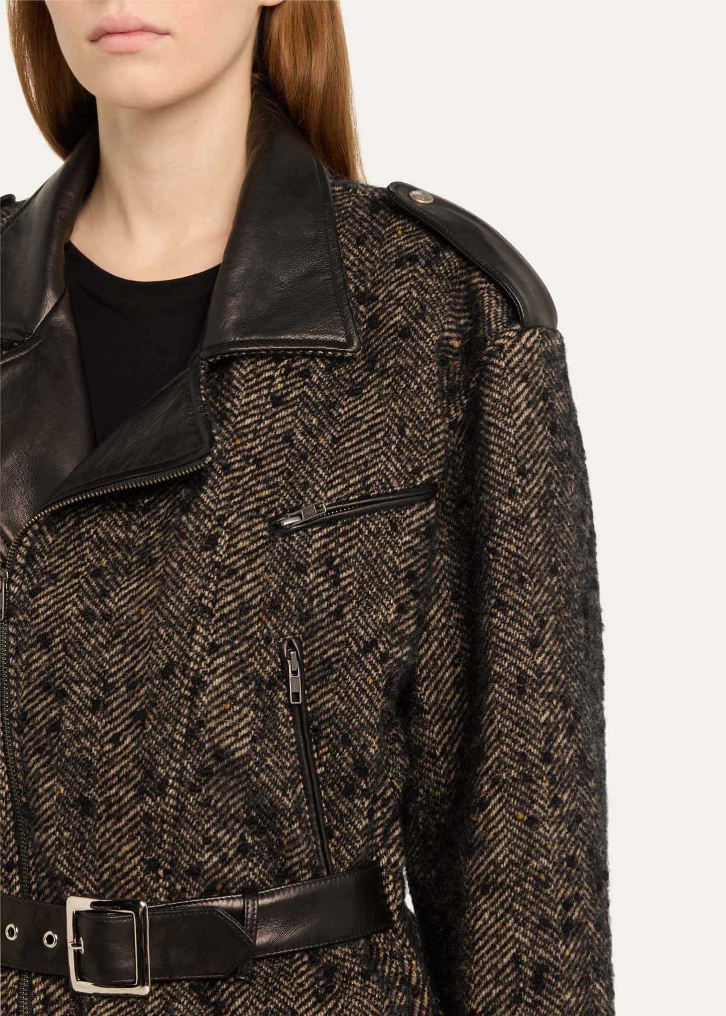 R13 Herringbone Motorcycle Jacket - Bergdorf Goodman