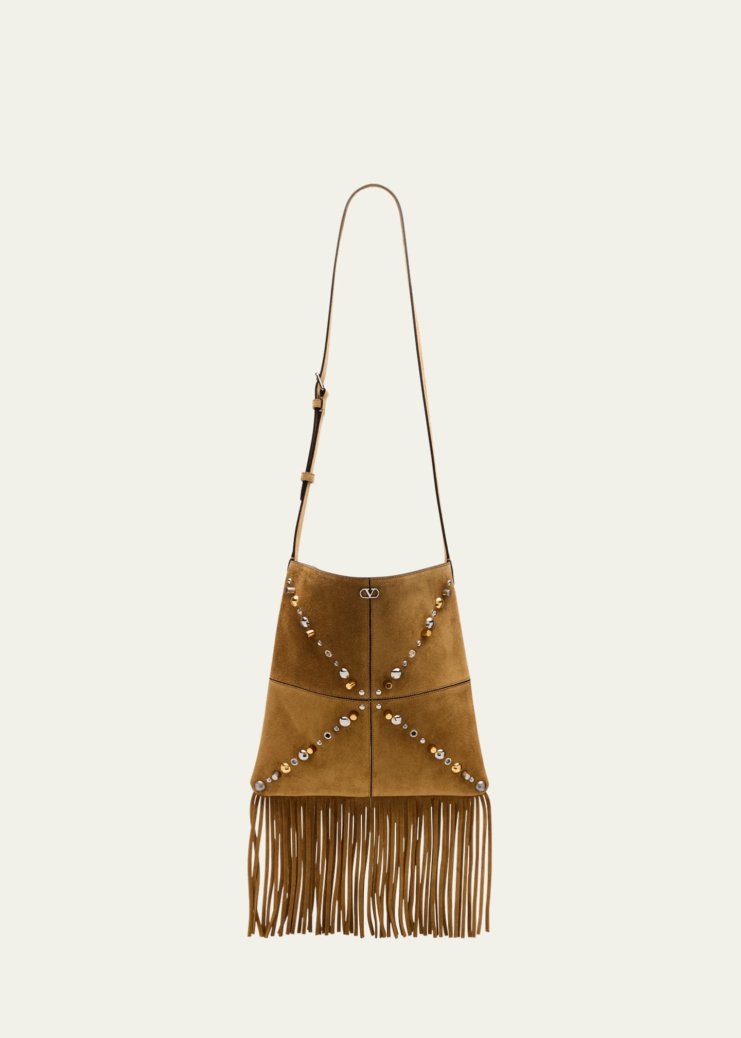 Valentino Garavani Nellcote Fringe Stud Suede Crossbody Bag - Bergdorf ...