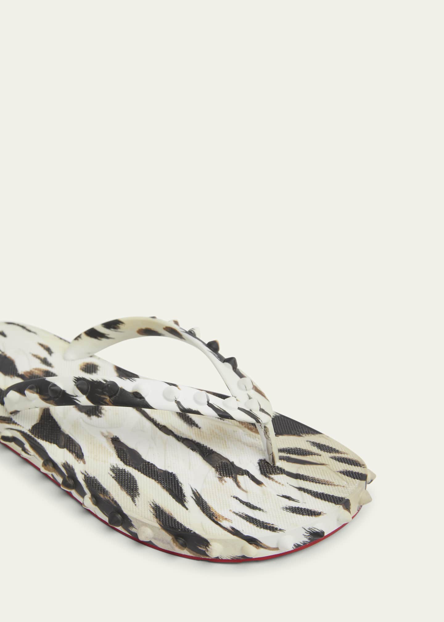 Christian Louboutin Loubi Donna Spike Red Sole Flip Flops - Bergdorf ...