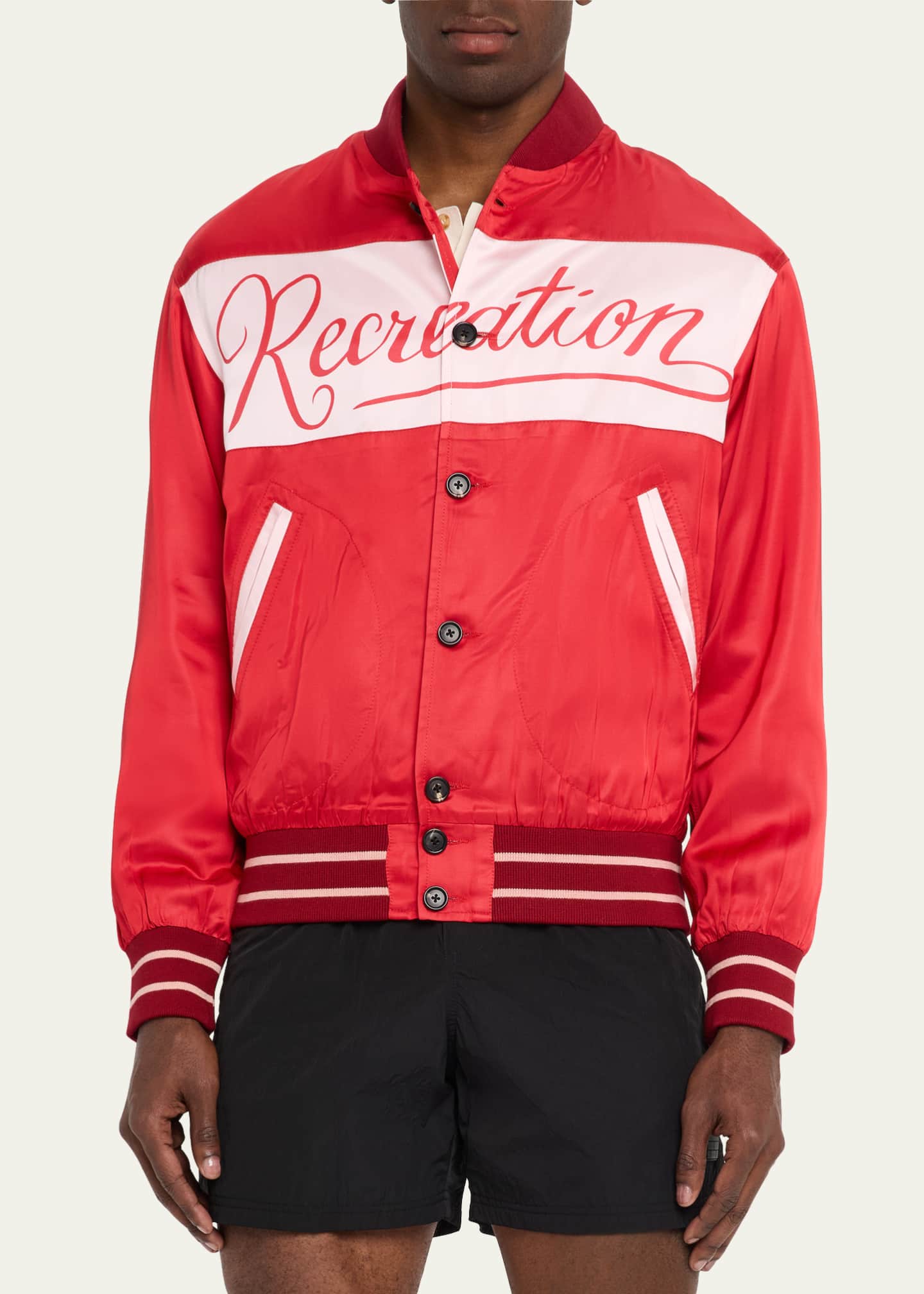 Bode Men's Satin Recreation Postcard Rally Jacket - Bergdorf Goodman