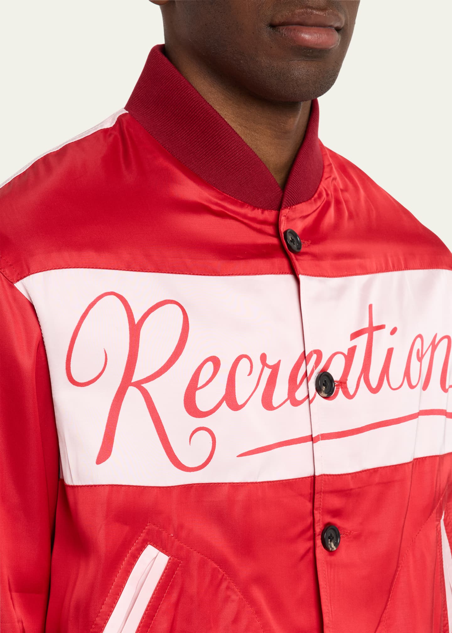 Bode Men's Satin Recreation Postcard Rally Jacket - Bergdorf Goodman