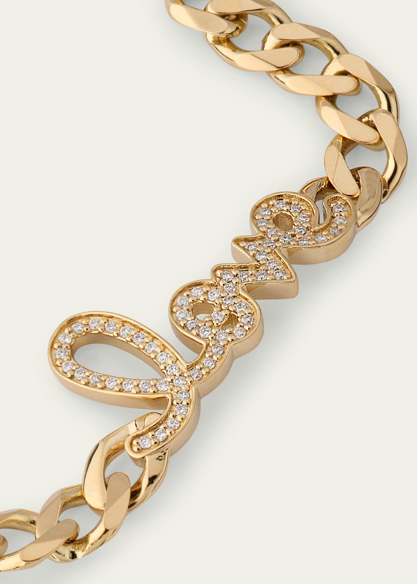Sydney Evan 14K Yellow Gold and Diamond Love Script Curb Link Chain ...