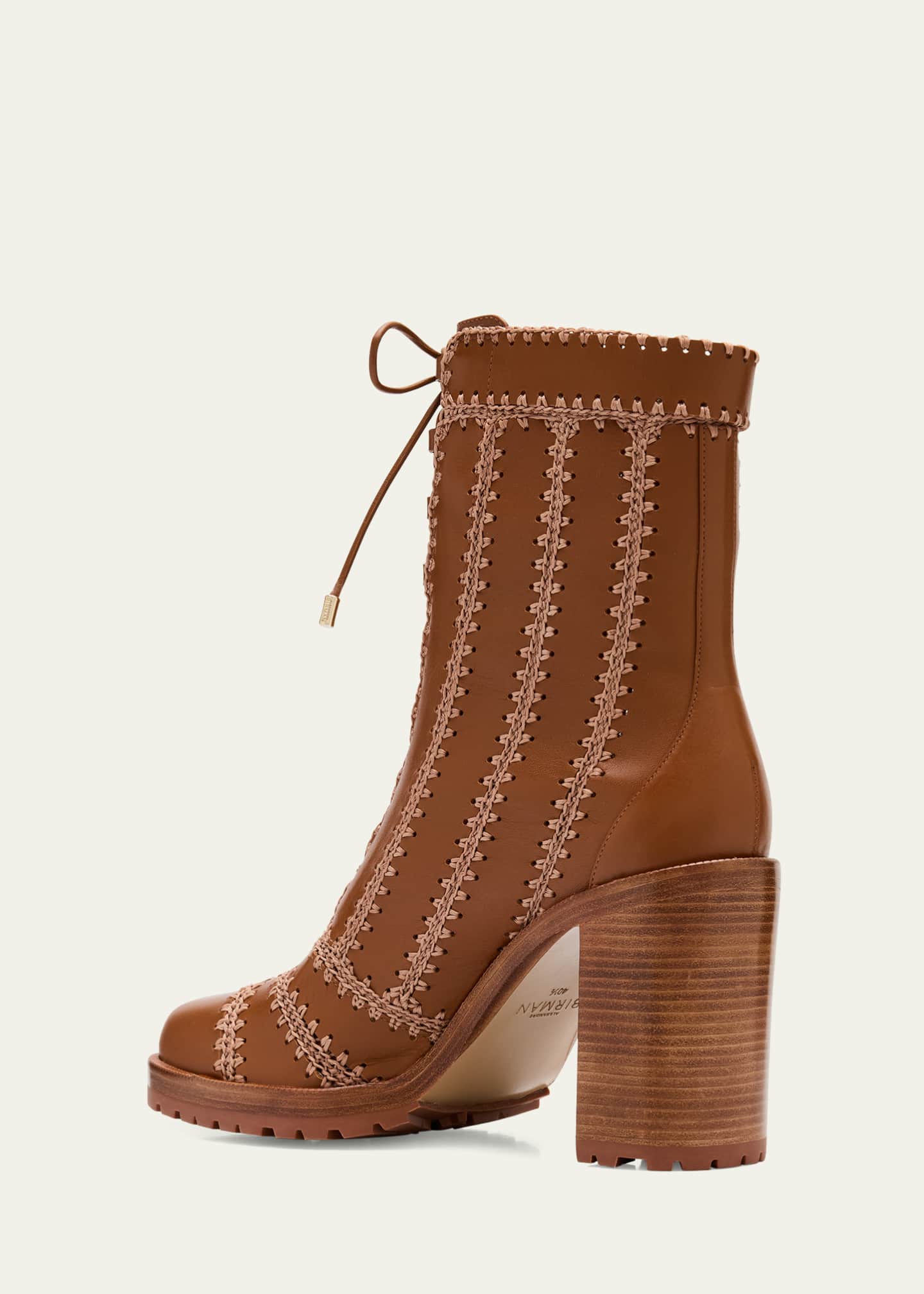 Alexandre Birman Regina Crochet Leather Combat Booties - Bergdorf Goodman