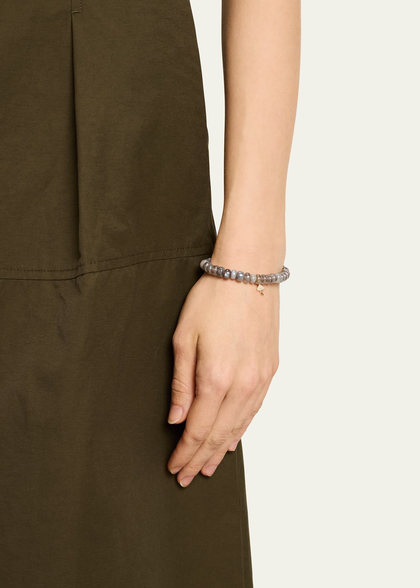 Sydney Evan Mystic Grey Moonstone and Diamond Mushroom Charm Bracelet ...