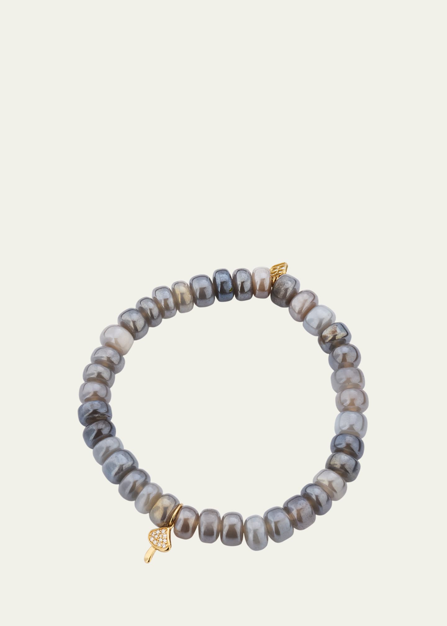 Sydney Evan Mystic Grey Moonstone and Diamond Mushroom Charm Bracelet ...