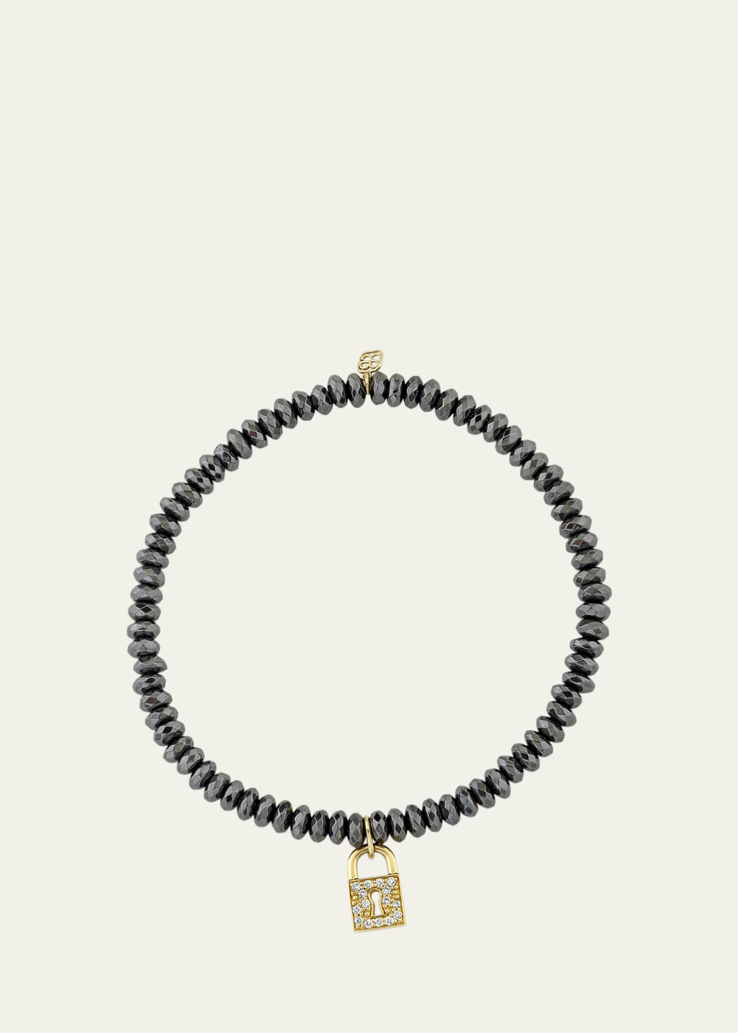 Sydney Evan Hematite and 14K Gold Medium Keyhole Lock Diamond Charm ...