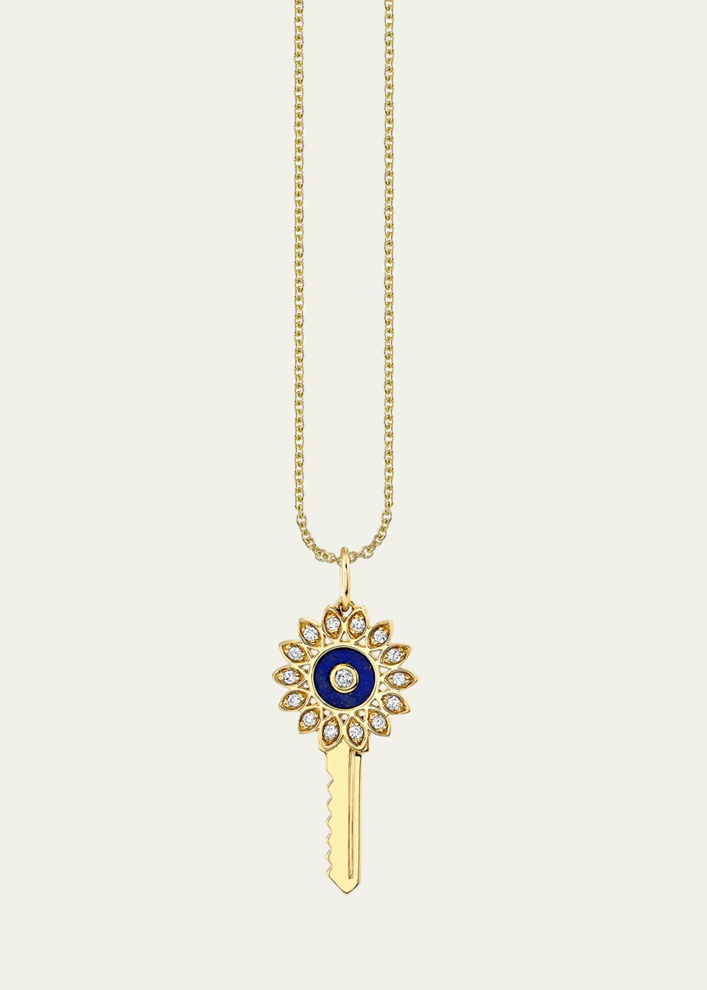 Sydney Evan 14K Yellow Gold Lapis Stone Inlay Key Charm with Diamonds ...