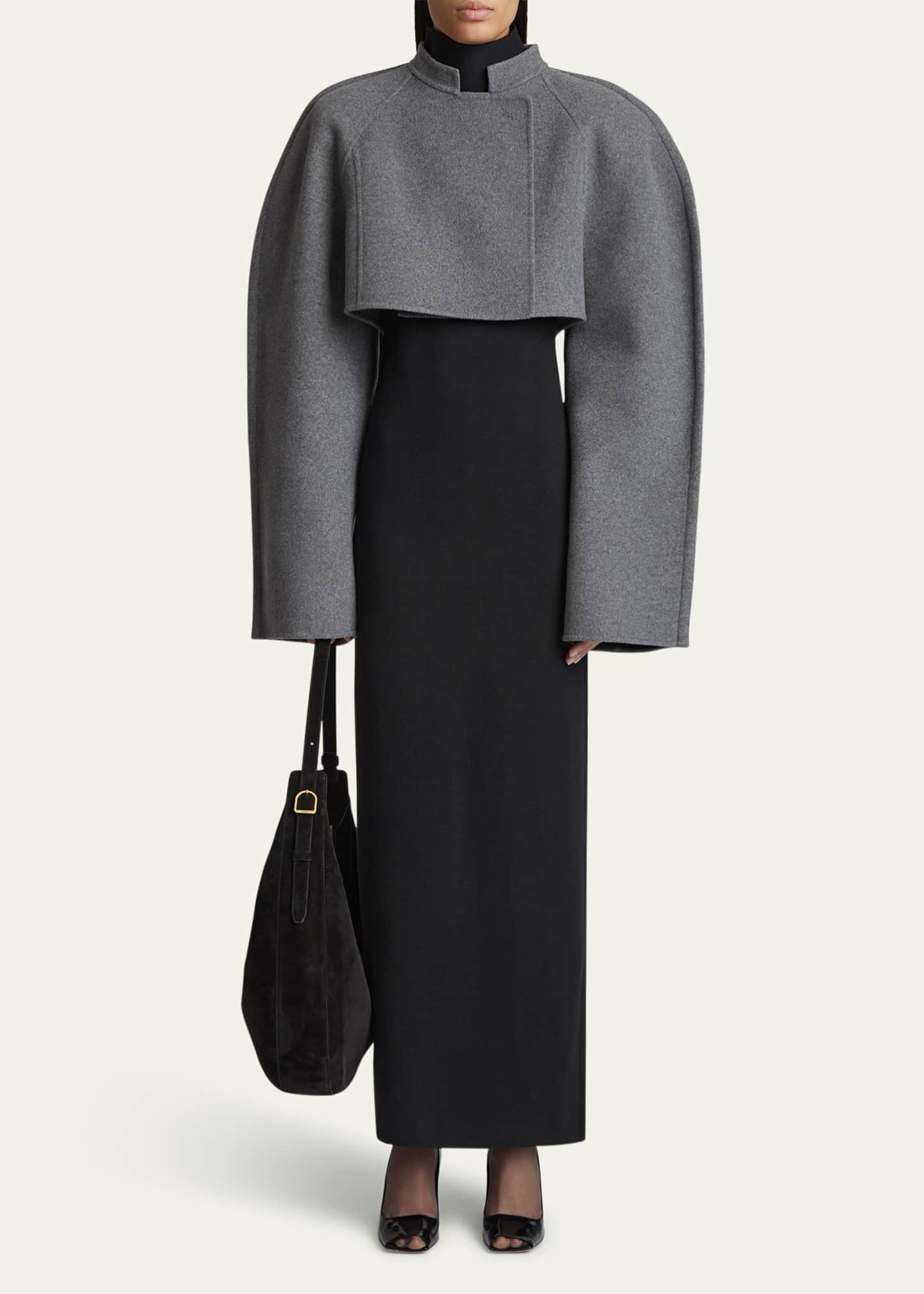 Khaite Rotha Curved-Sleeve Wool Crop Jacket - Bergdorf Goodman