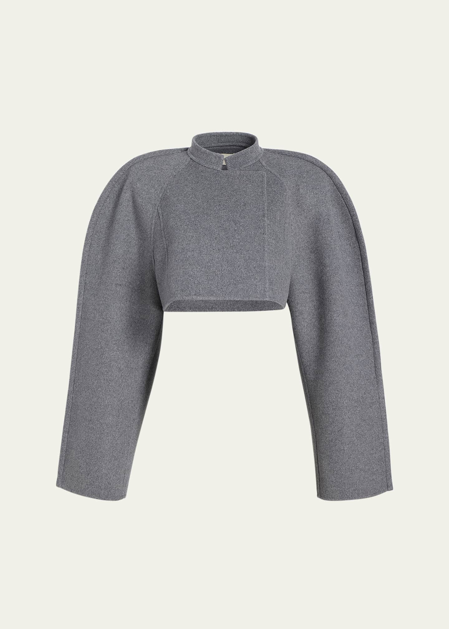 Khaite Rotha Curved-Sleeve Wool Crop Jacket - Bergdorf Goodman