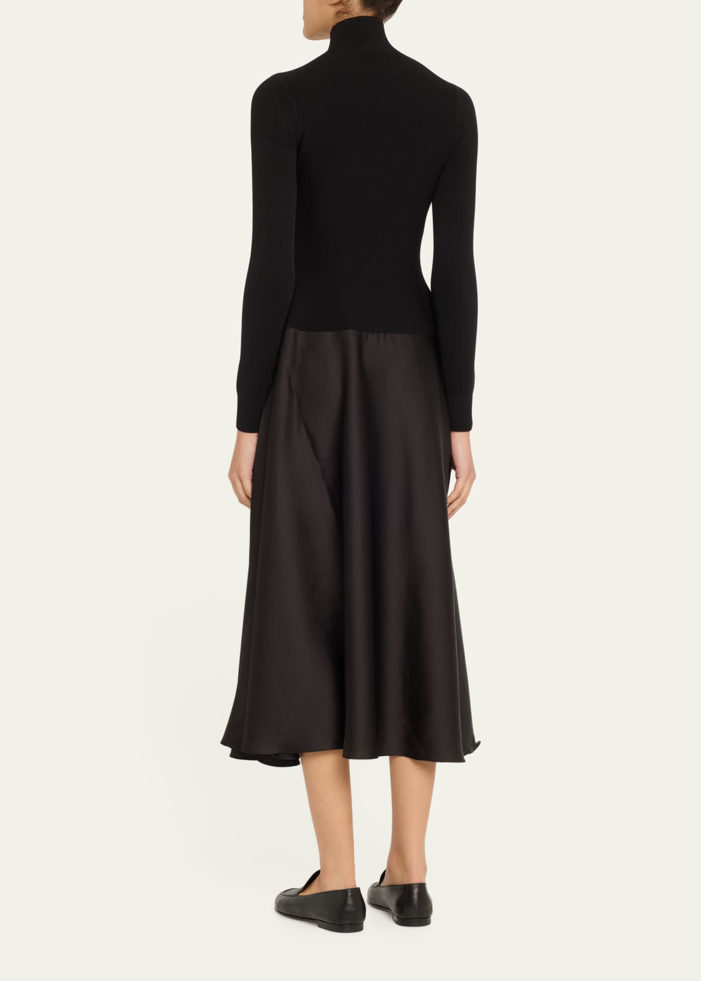 SIMKHAI Frances Long-Sleeve Satin Combo Midi Dress - Bergdorf Goodman