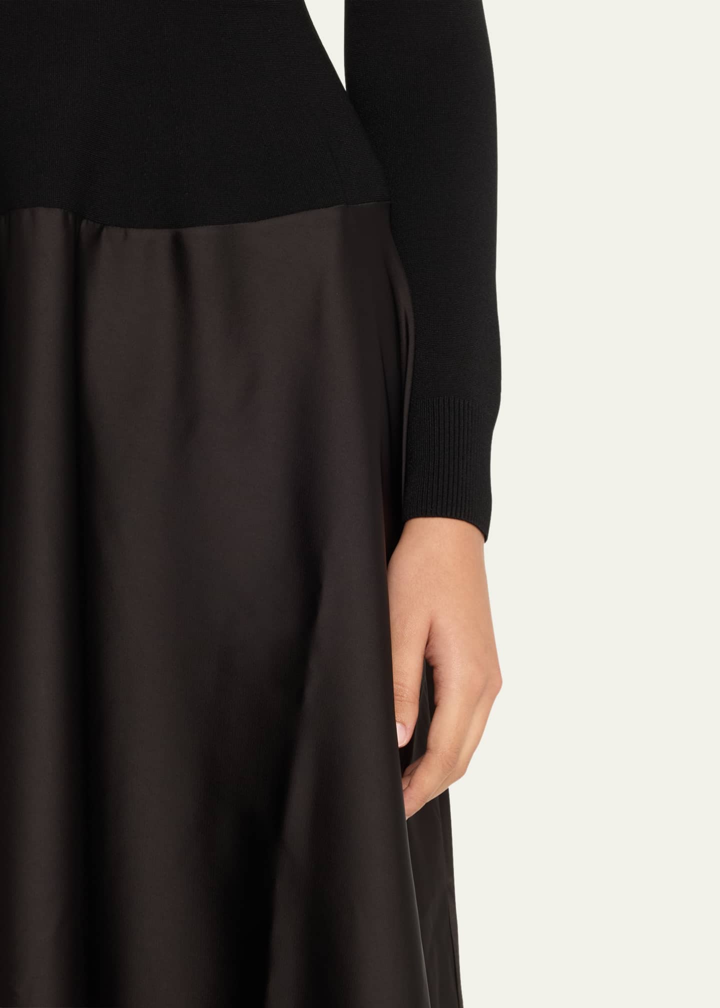 SIMKHAI Frances Long-Sleeve Satin Combo Midi Dress - Bergdorf Goodman