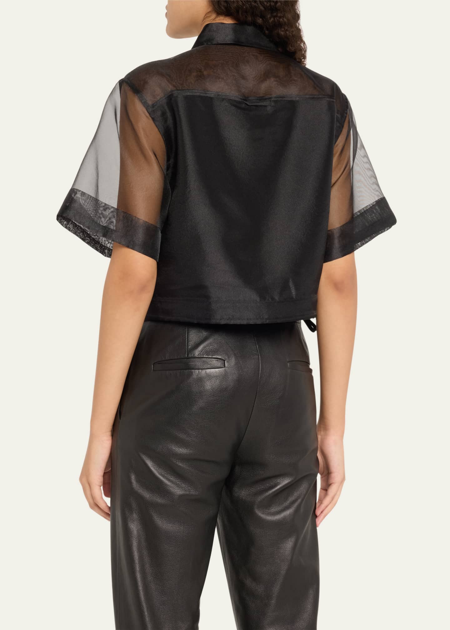 SIMKHAI Ryett Short-Sleeve Cropped Shirt - Bergdorf Goodman