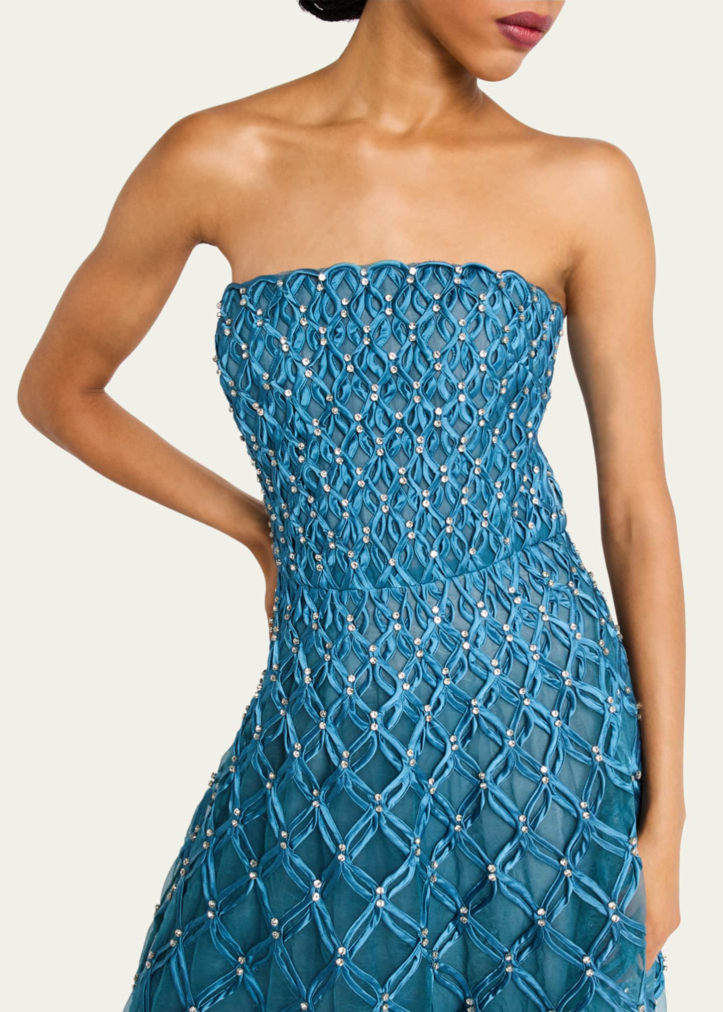 SIMKHAI Xolani Strapless Embellished Midi Dress - Bergdorf Goodman