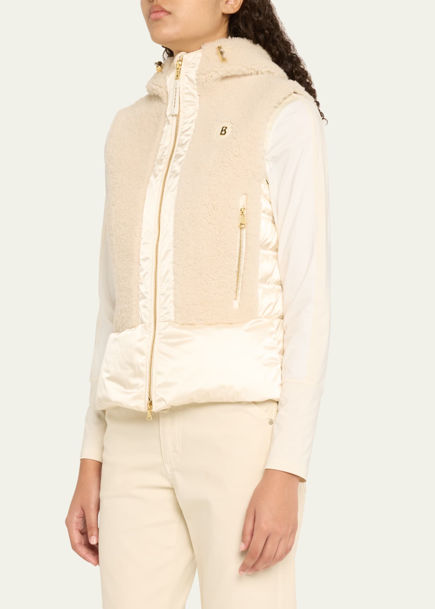 Bogner Fenna Shearling and Satin Puffer Vest - Bergdorf Goodman