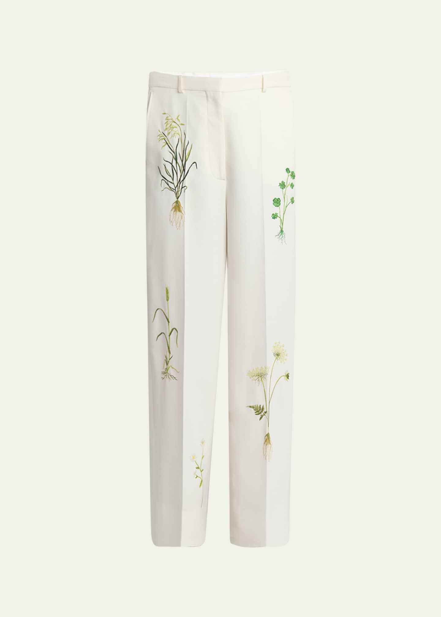 Stella McCartney Floral Embroidered Loose Wool Pants - Bergdorf Goodman