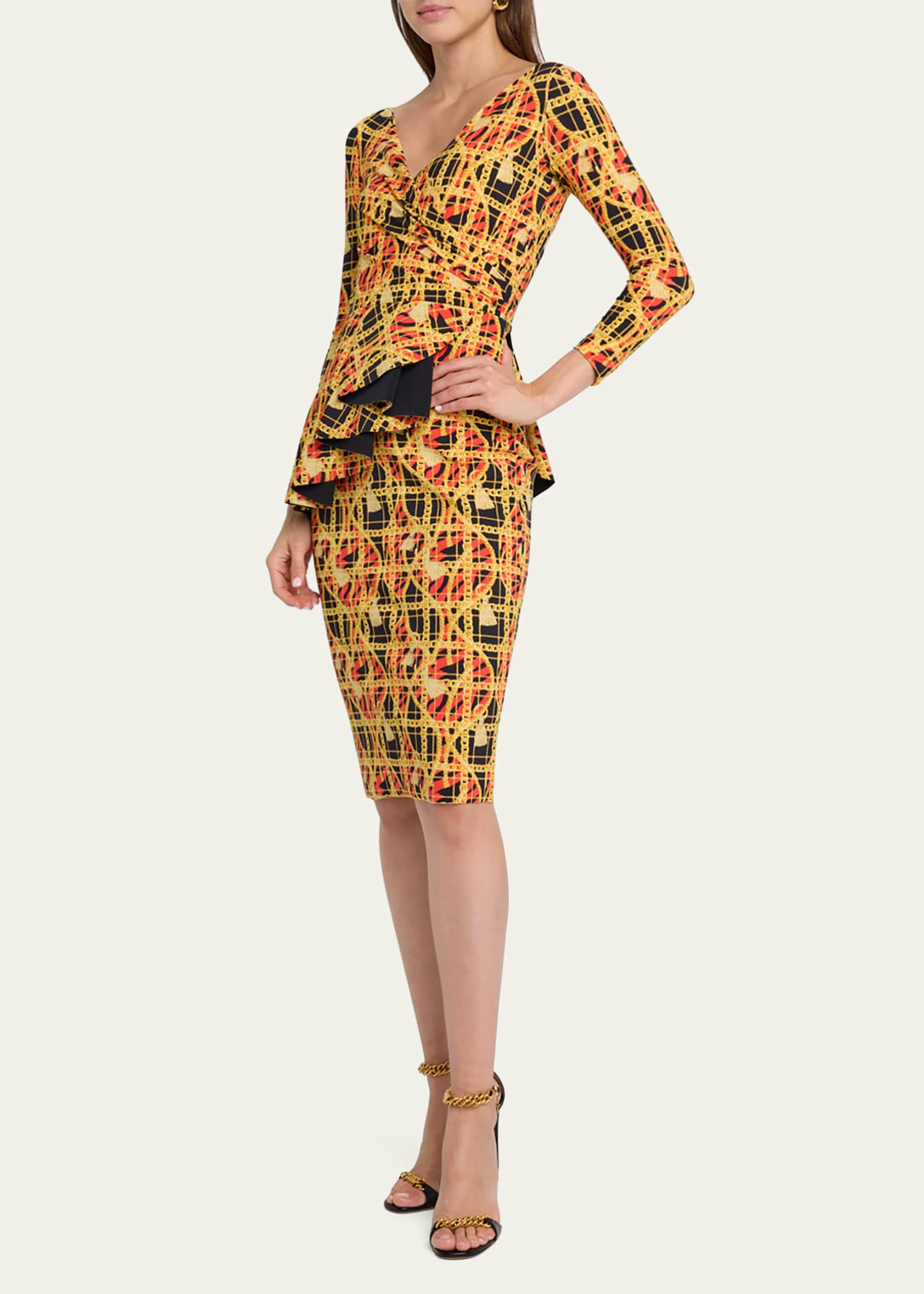 Chiara Boni La Petite Robe Chain-Print Ruffle Bodycon Dress - Bergdorf ...