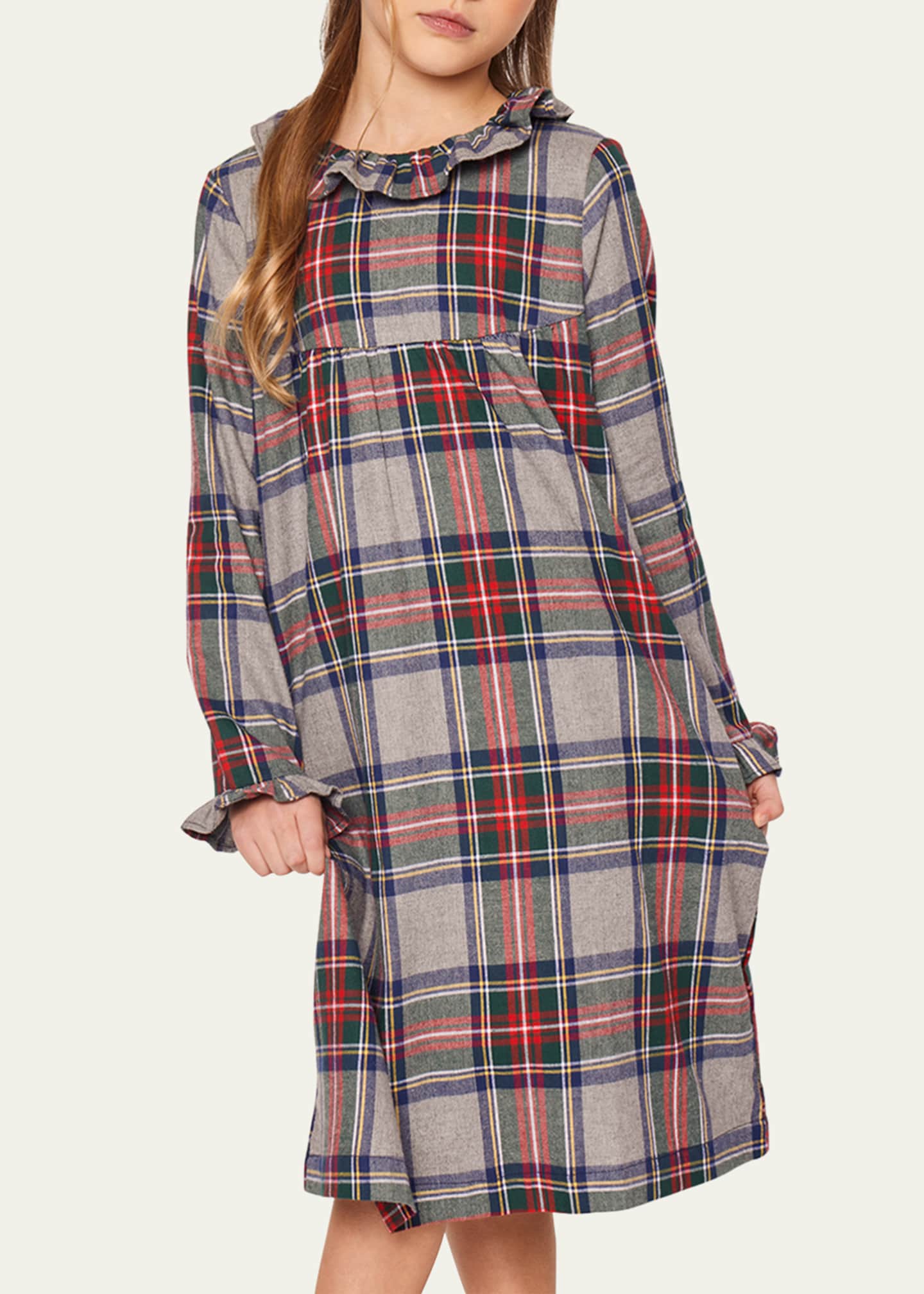 Petite Plume Girl's Scarlett Westminster Tartan-Print Nightgown, Size ...