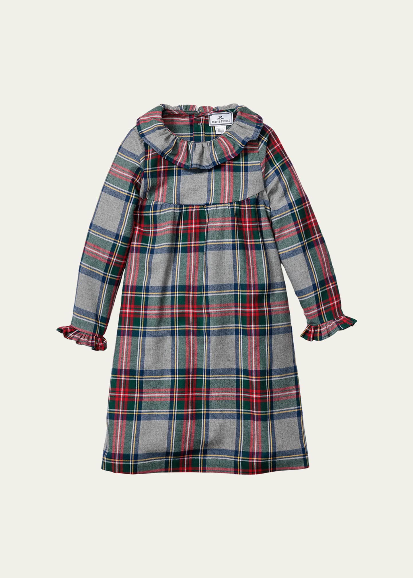 Petite Plume Girl's Scarlett Westminster Tartan-Print Nightgown, Size ...