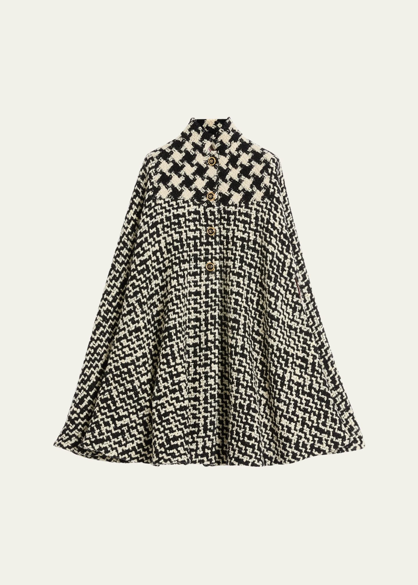 Valentino Garavani Tweed Houndstooth Wool Cape - Bergdorf Goodman