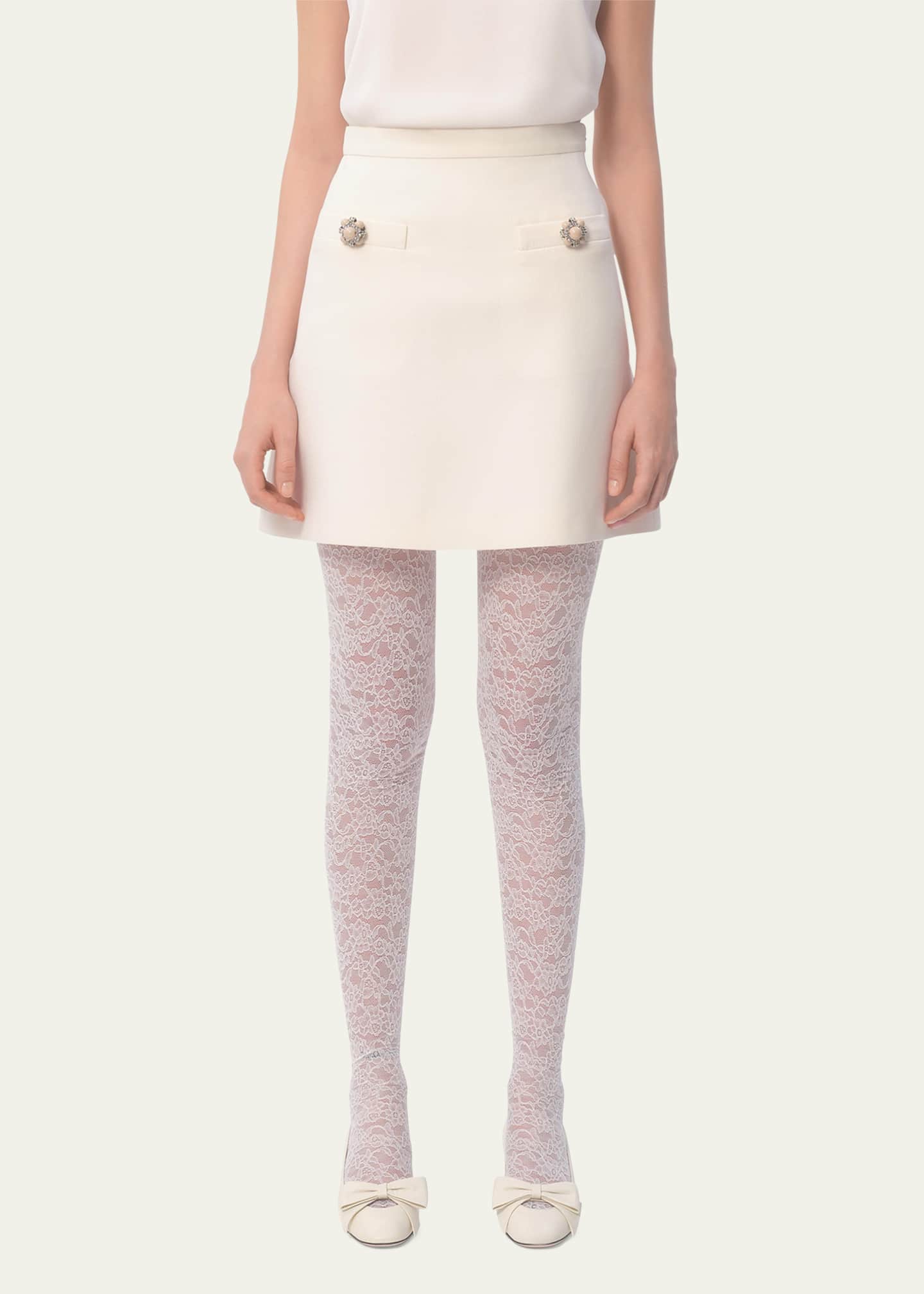 Valentino Garavani Brooch Wool Mini Skirt - Bergdorf Goodman