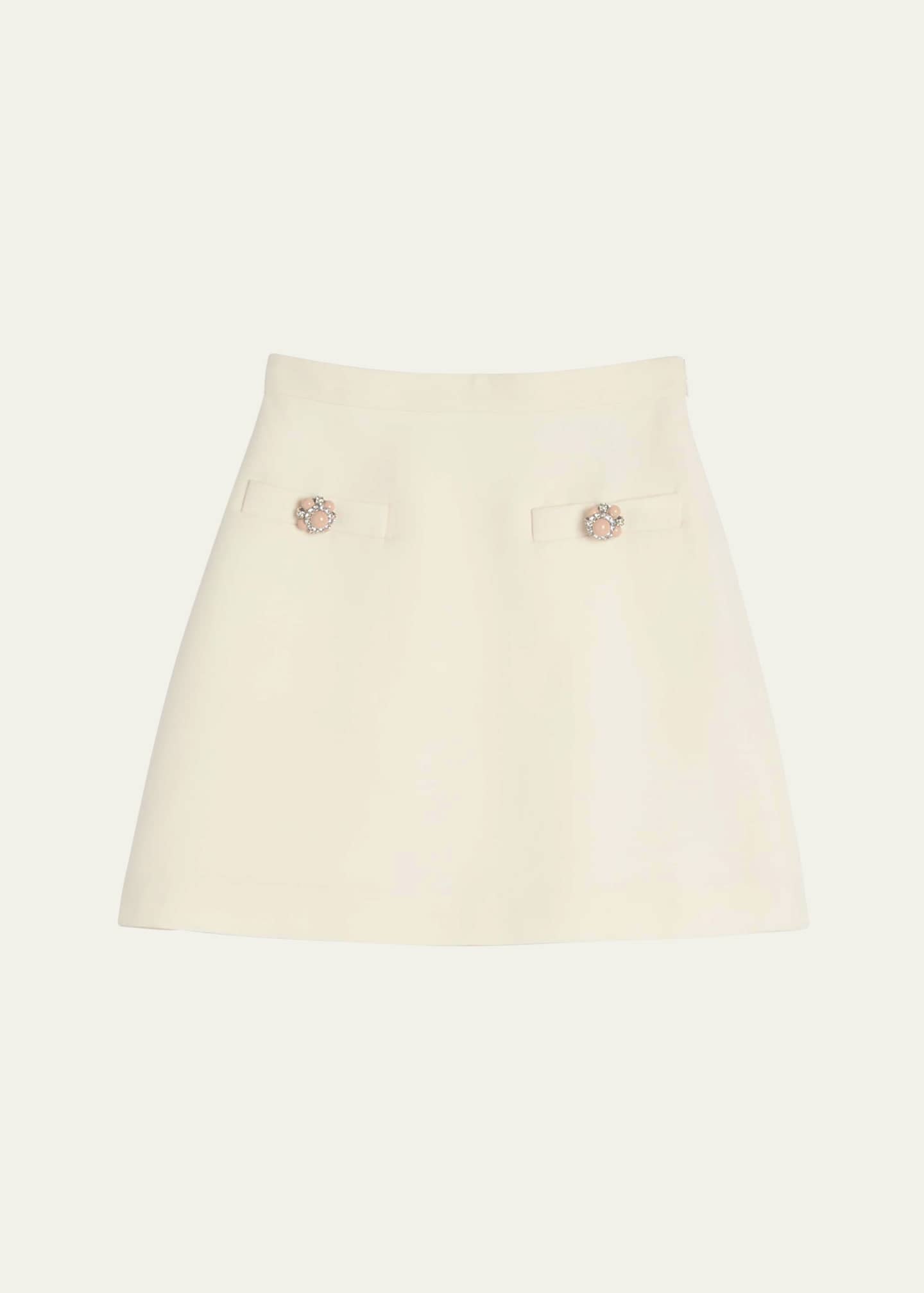 Valentino Garavani Brooch Wool Mini Skirt - Bergdorf Goodman