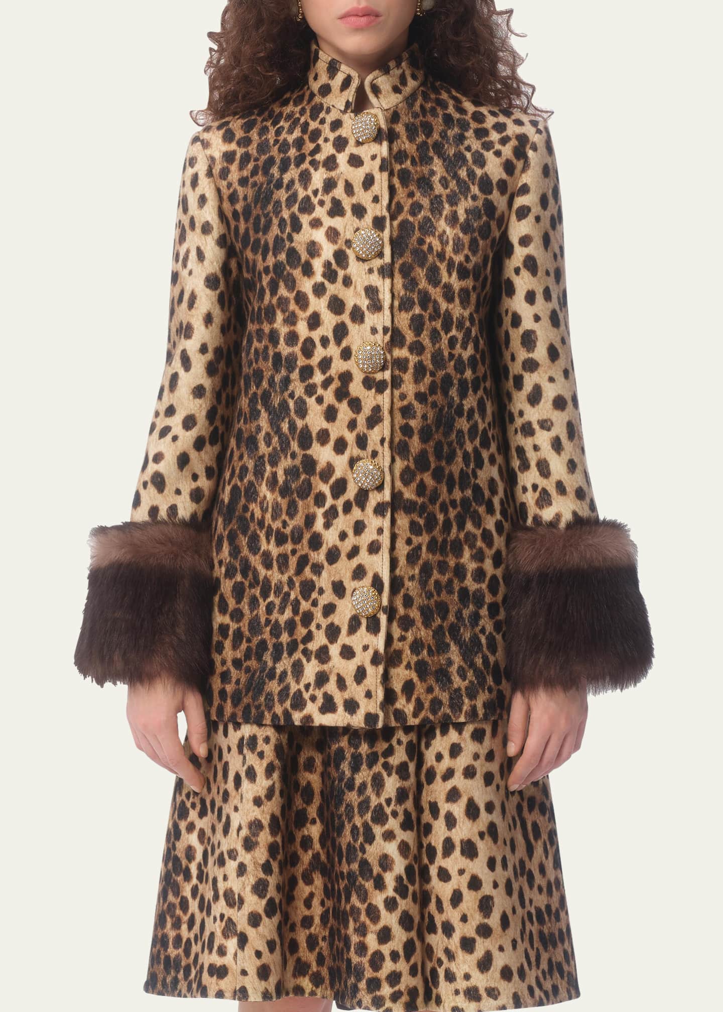 Valentino Garavani Leopard Faux Fur Cuff Caban Jacket - Bergdorf Goodman