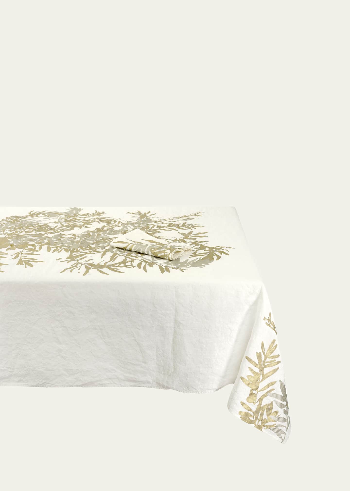 Stamperia Bertozzi Leccino on Natural Linen Tablecloth, 57" x 98 ...