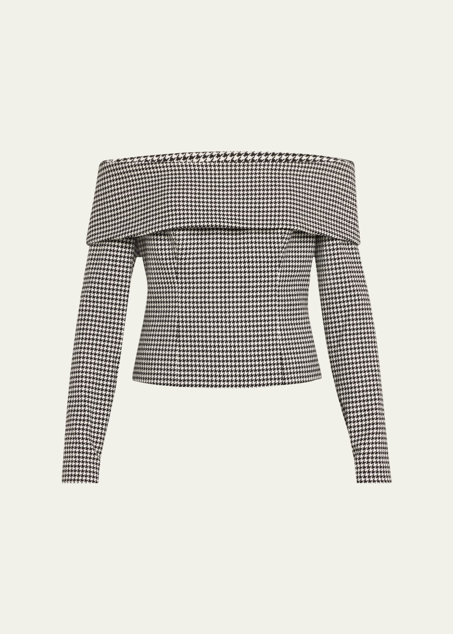 Toccin Stila Off-Shoulder Houndstooth Top - Bergdorf Goodman