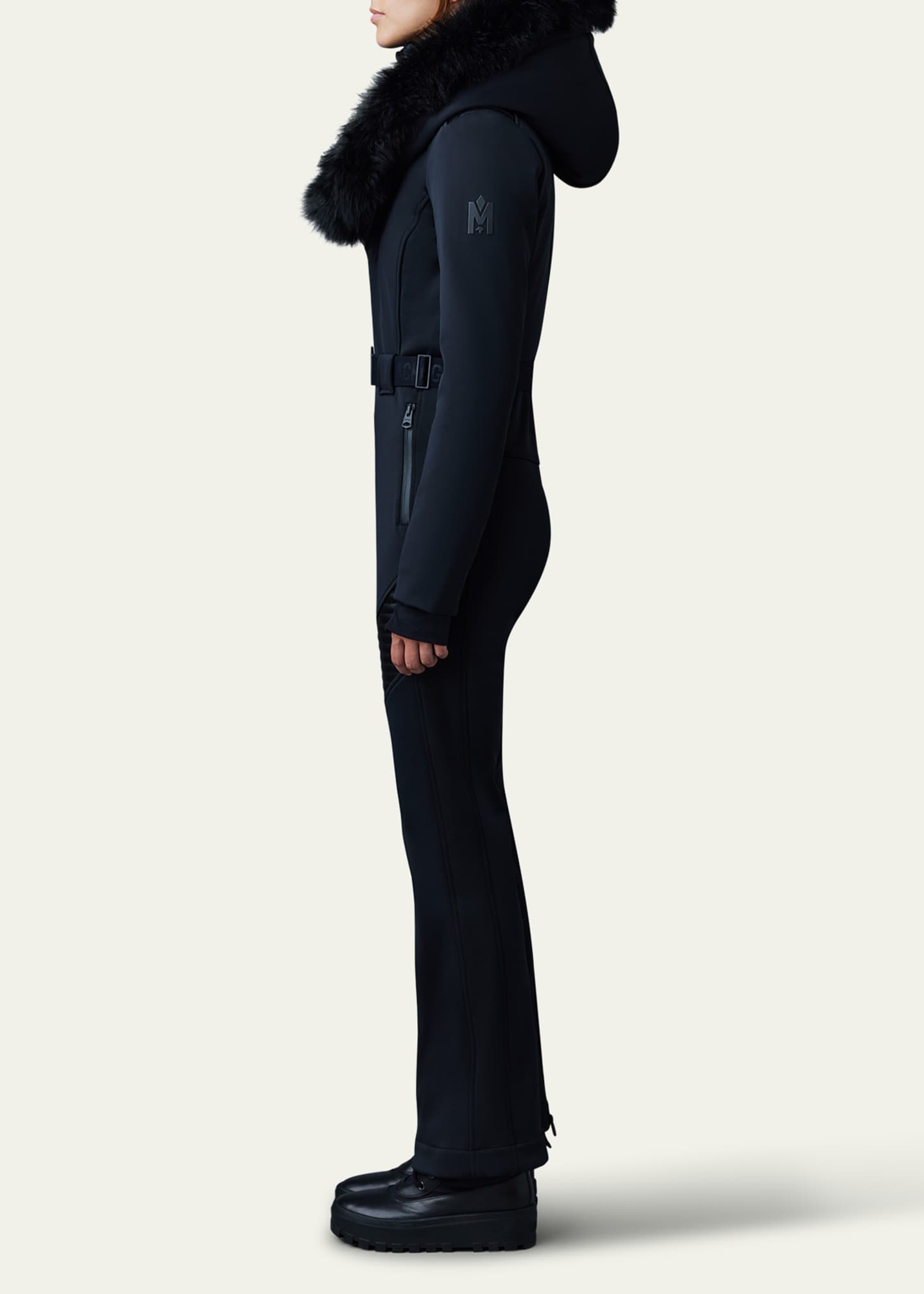 Mackage Elle Agile-360 Ski Suit with Removable Hood and Shearling Trim ...