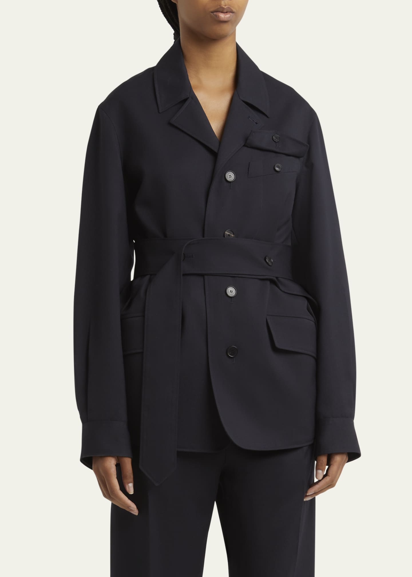 SETCHU Travel Self-Tie Wool Gabardine Safari Jacket - Bergdorf Goodman