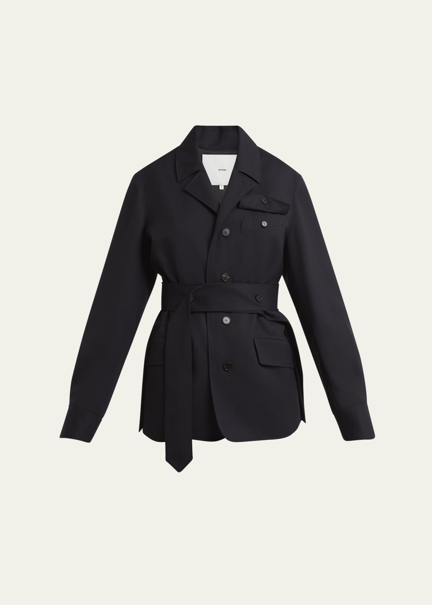 SETCHU Travel Self-Tie Wool Gabardine Safari Jacket - Bergdorf Goodman