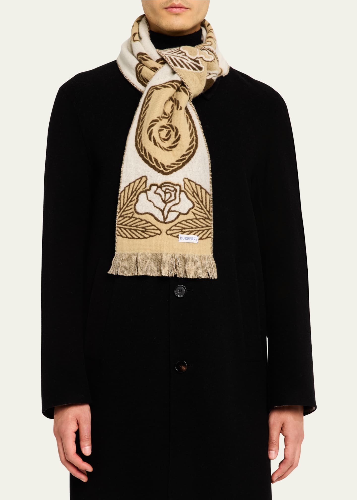 Burberry Men s Wool and Cashmere B Shield Scarf Bergdorf Goodman