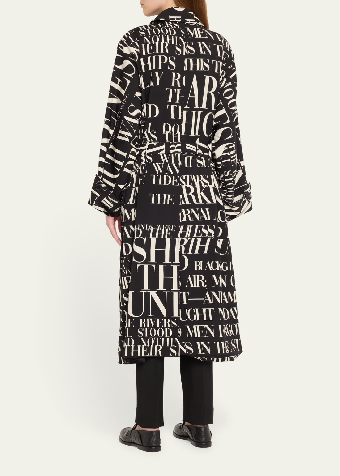 Libertine New Wave Poem Noir-Print Long Trench Coat - Bergdorf Goodman