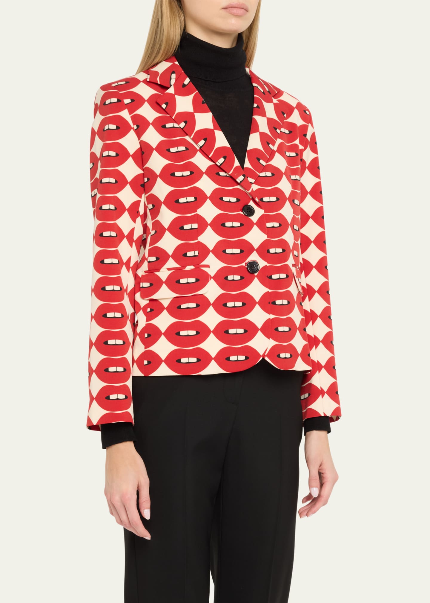 Libertine French Kissing In The USA Printed Wool Short Blazer ...