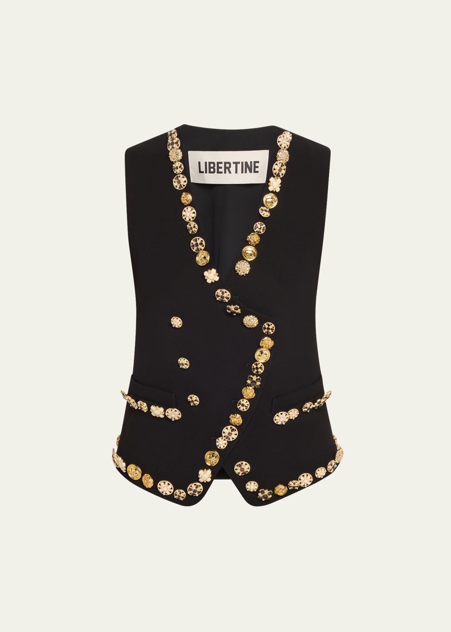 Libertine Novelty Button Luxe Double-Breasted Waistcoat - Bergdorf Goodman