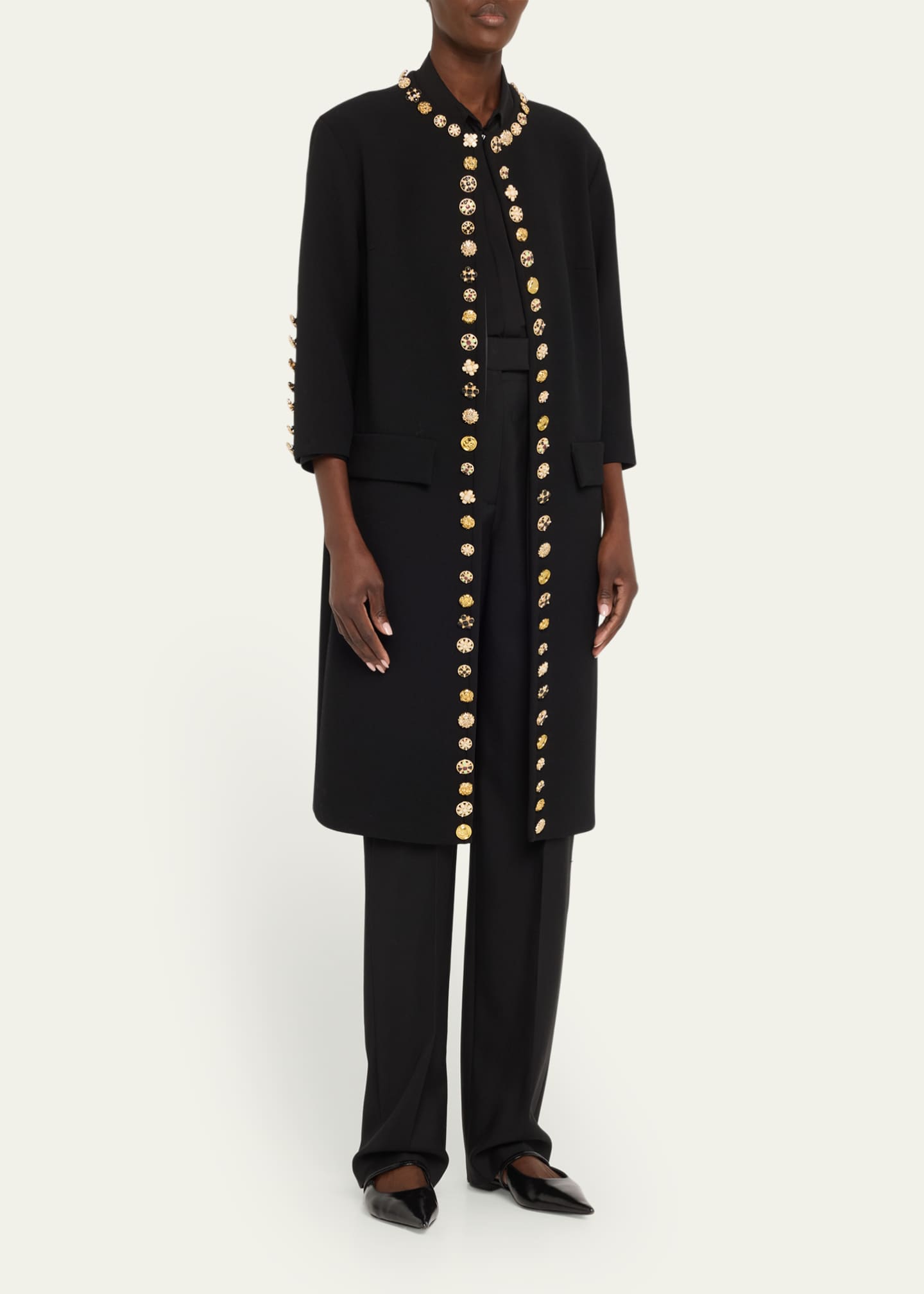Libertine Button Luxe Wool Duster Coat - Bergdorf Goodman