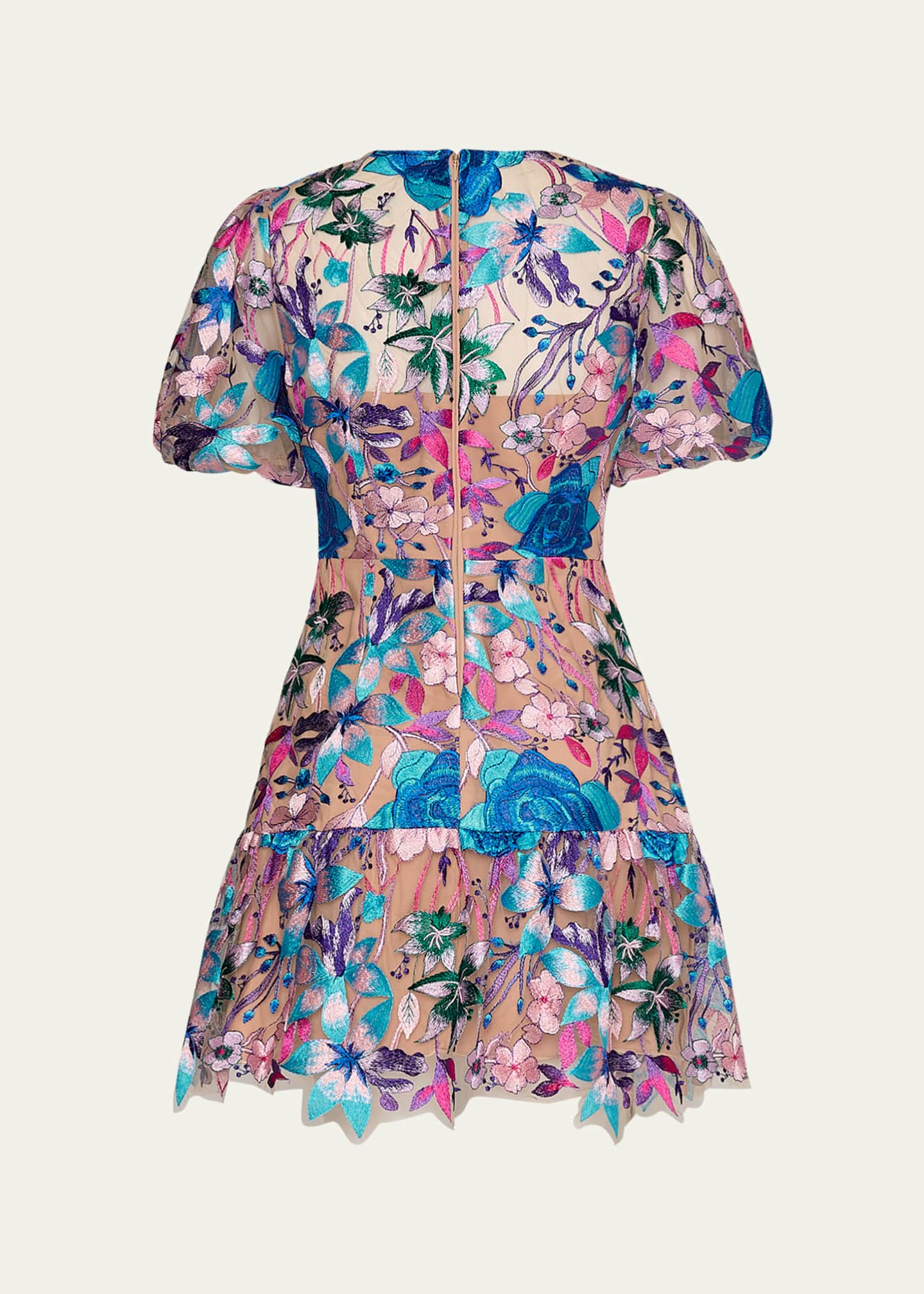 Milly Yasmin Floral-Embroidered Mesh Mini Dress - Bergdorf Goodman