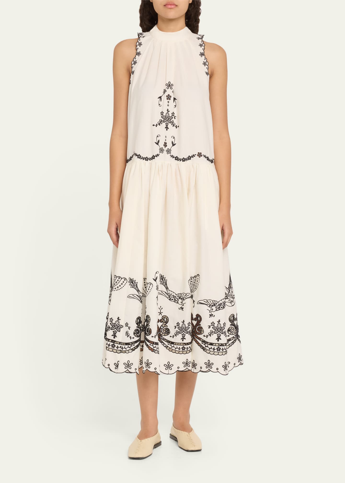 Sea Kingsley Embroidered Drop-Waist Tank Dress - Bergdorf Goodman