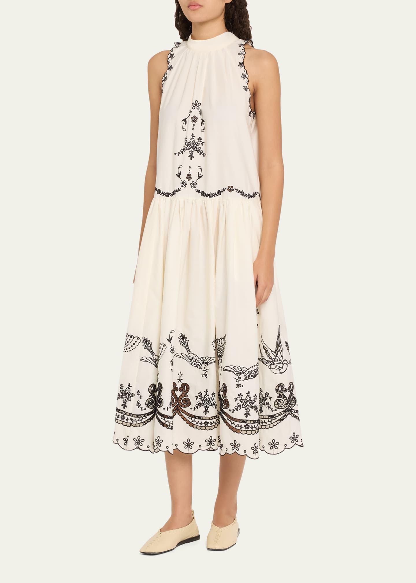 Sea Kingsley Embroidered Drop-Waist Tank Dress - Bergdorf Goodman