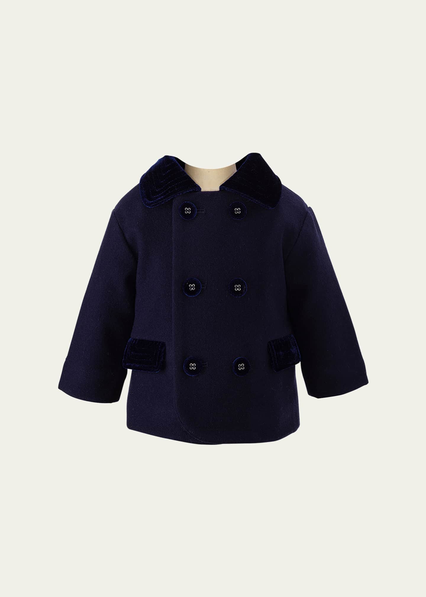 Rachel Riley Girl's Velvet-Trim Double Breasted Coat, Size 6M-24M ...
