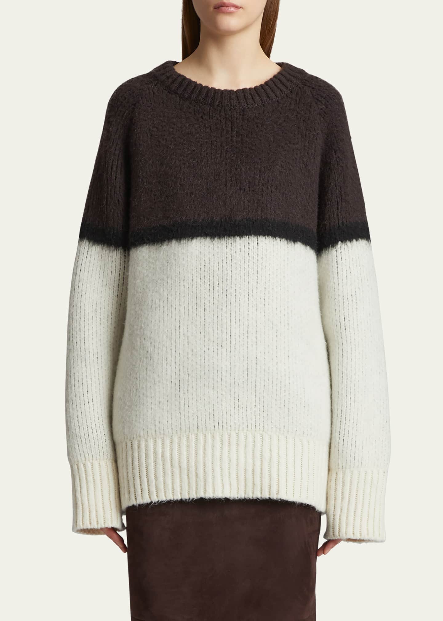Khaite Martina Colorblock Cashmere Mohair Sweater - Bergdorf Goodman