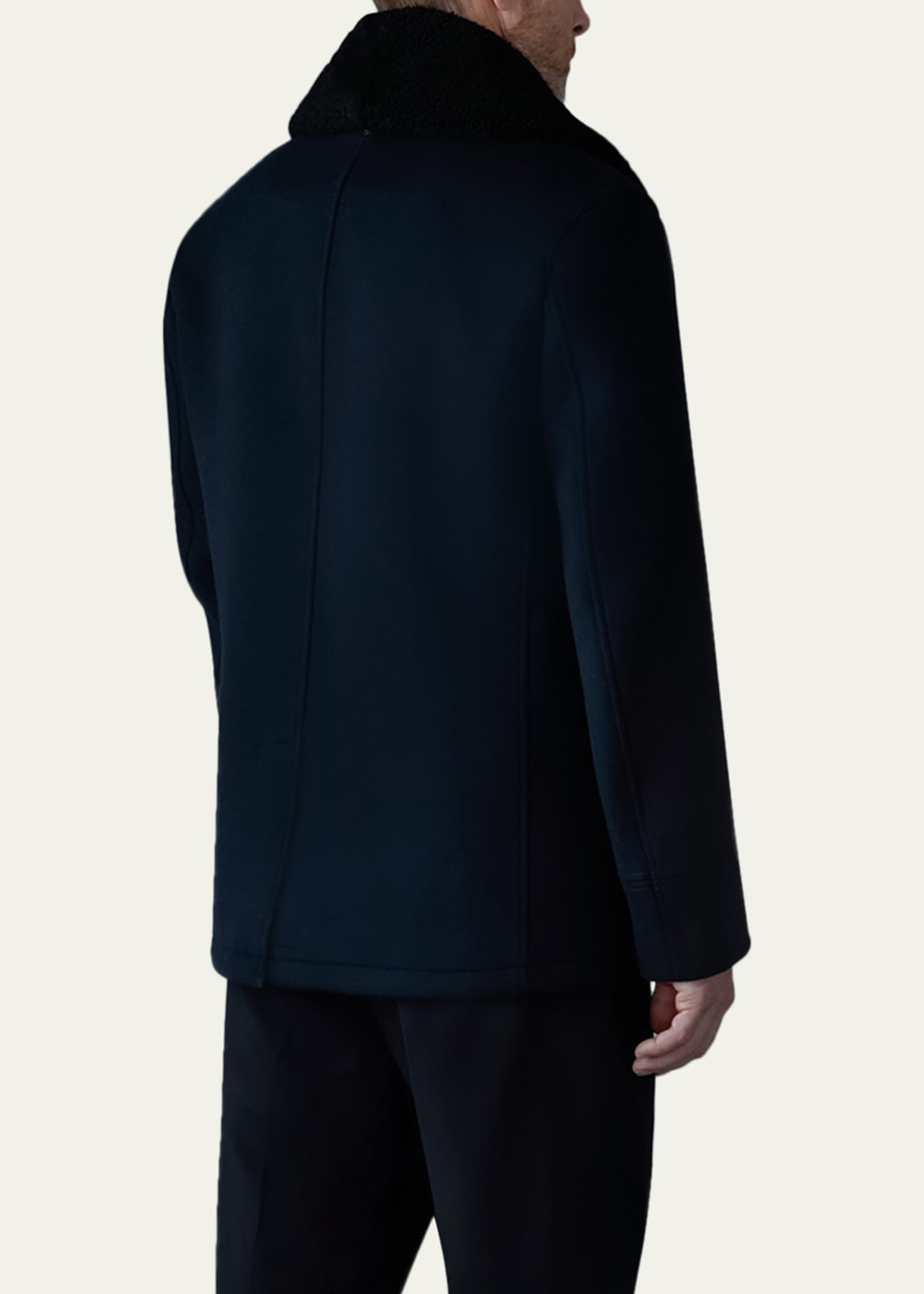 Mackage Men's Cole Wool Peacoat with Shearling Collar - Bergdorf Goodman