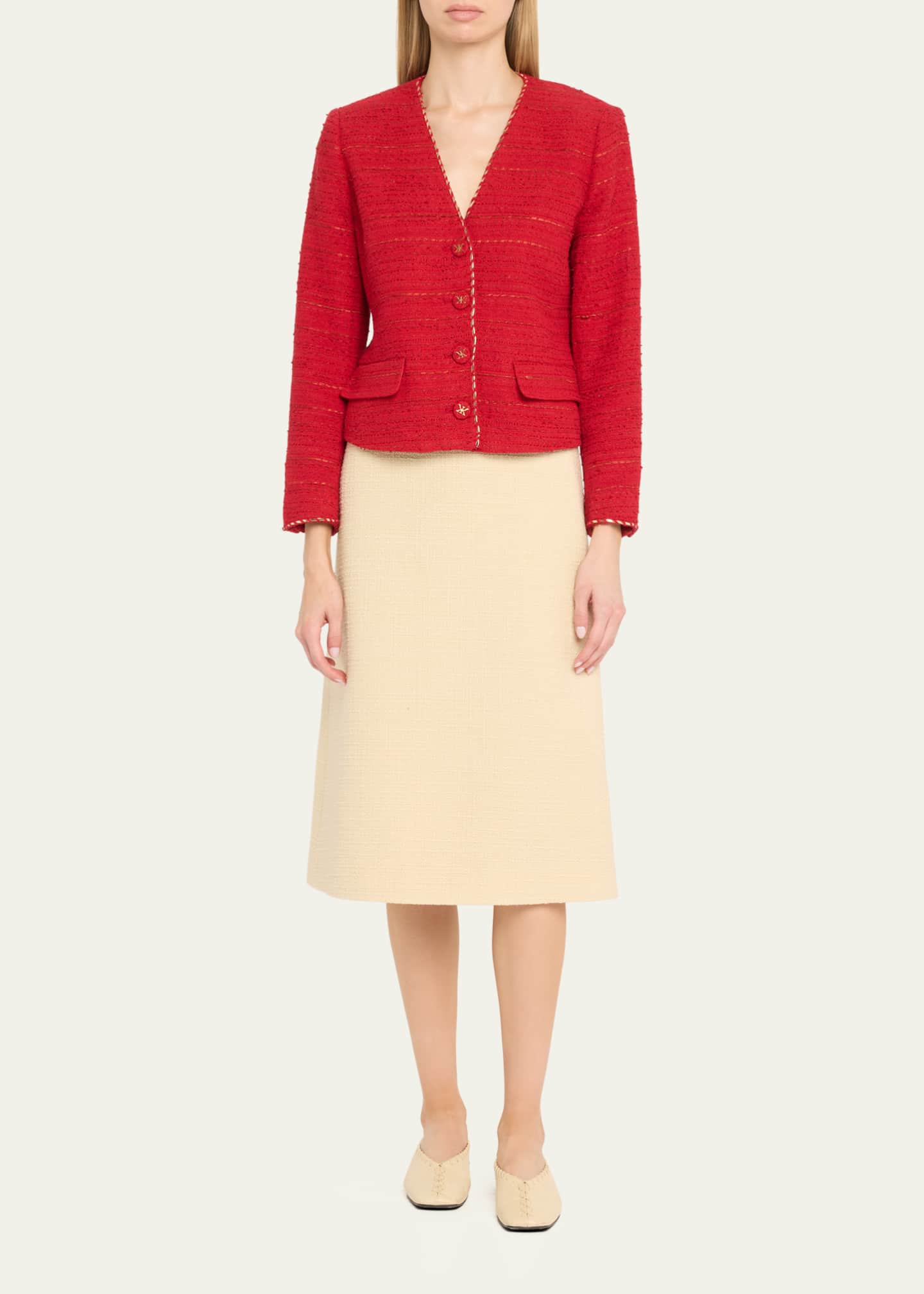 Kobi Halperin Clara Metallic-Trim Textured Tweed Jacket - Bergdorf Goodman