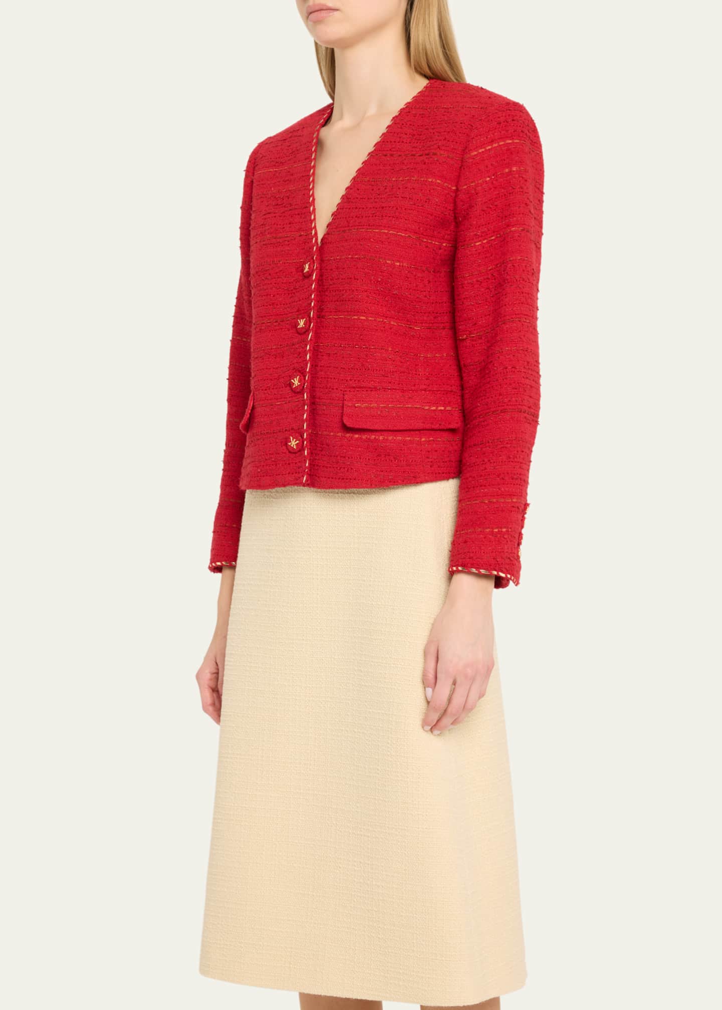 Kobi Halperin Clara Metallic-Trim Textured Tweed Jacket - Bergdorf Goodman