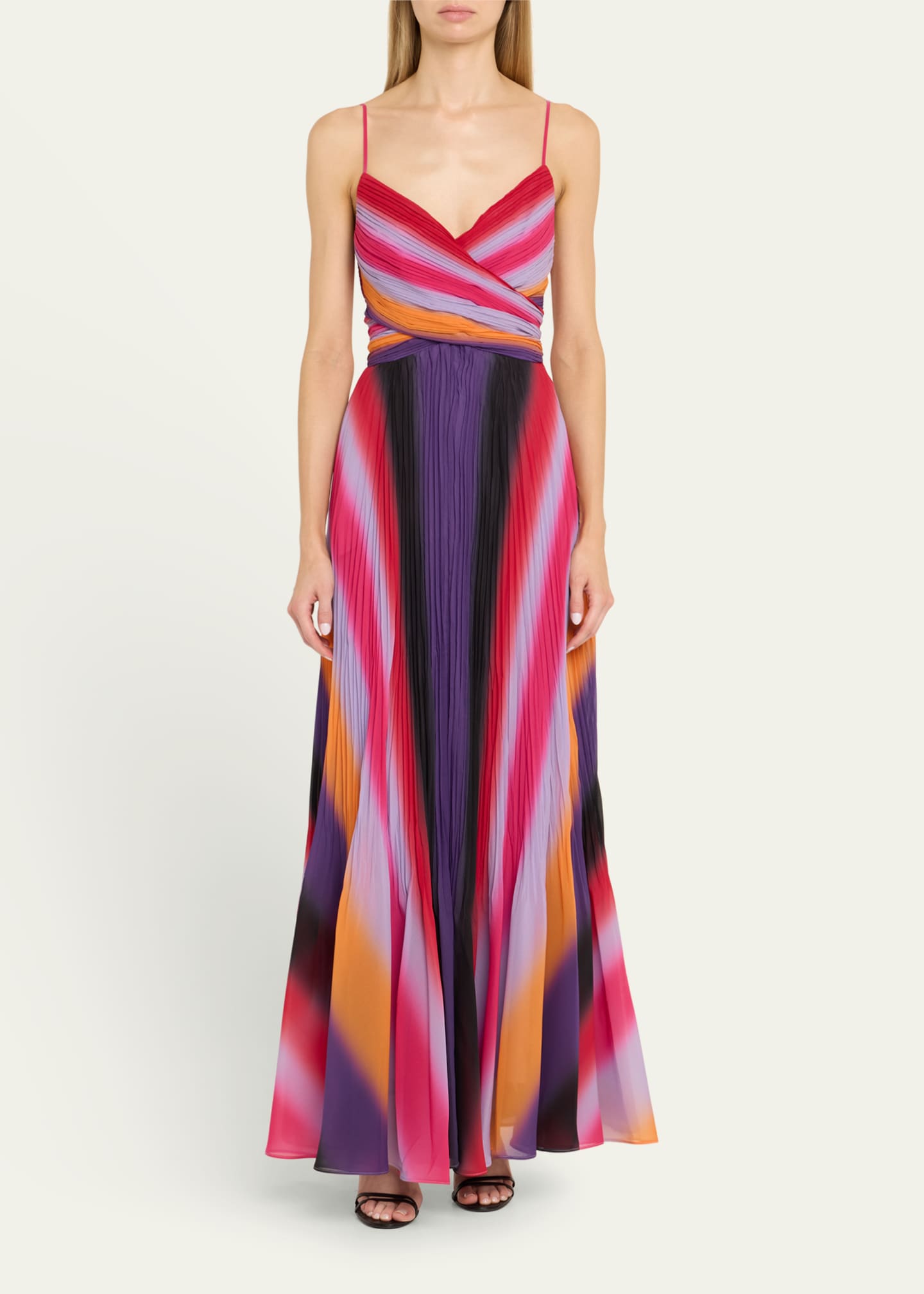 Kobi Halperin Jules Pleated Ombre Striped Maxi Dress - Bergdorf Goodman