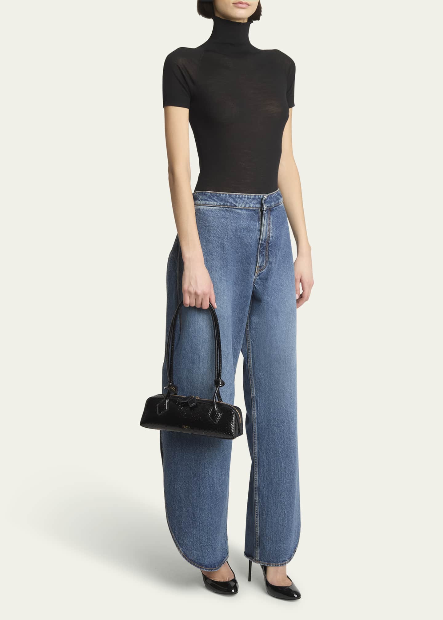 ALAIA Le Teckel Small Lizard Shoulder Bag - Bergdorf Goodman
