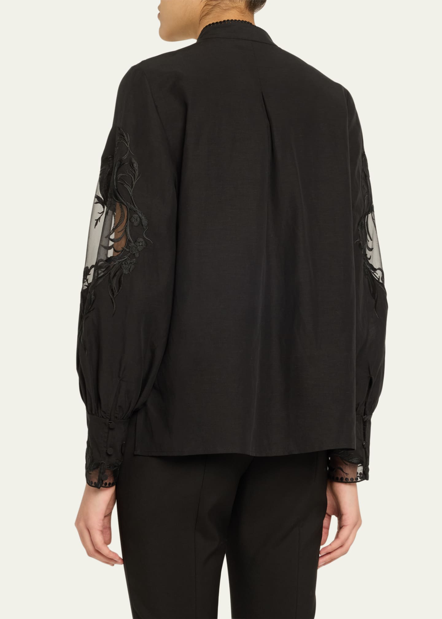 Kobi Halperin Angela Embroidered Sheer-Inset Blouse - Bergdorf Goodman